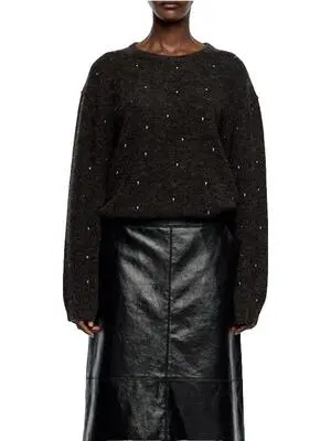 Bimba Y Lola Boxy Sweater With Rivets - Dark Grey