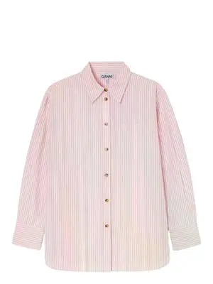 GANNI Striped Pocket Shirt - Pink