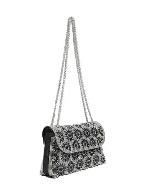 LAUREN LORRAINE Studded Fold-Over Bag With Sunflower Embellishments Black