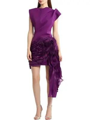 Acler Wigbeth Pleated Organza Overlay Minidress - Deep Ruby