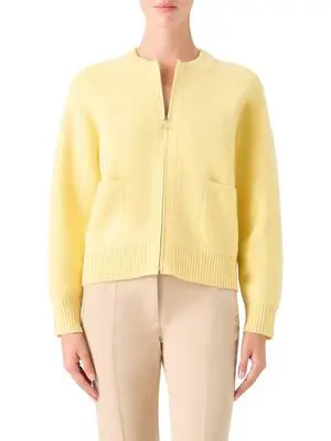 Akris Cashmere Piqué Zip-up Cardigan - Sun