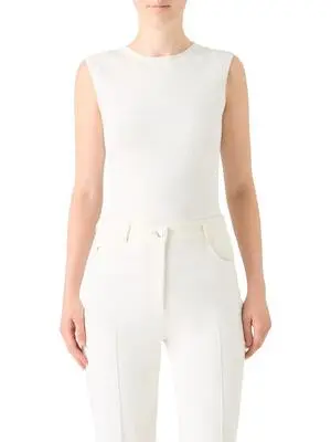 Akris Sleeveless Silk Rib Top - Ecru