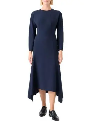 AKRIS Long Sleeve Wool Blend Midi Dress