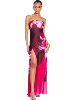 Retrofete Aiyanna Silk Strapless Dress - Orchid Ombre