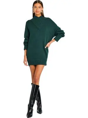 SEROYA Dessa Chunky Knit Sweater Dress - Evergreen