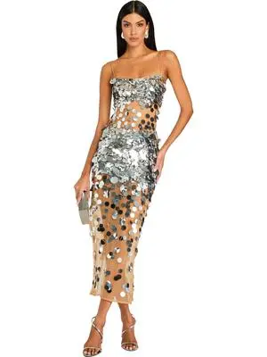 Retrofete Mischa Sequin Dress - Silver/nude