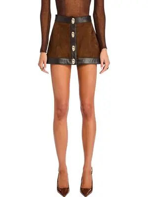 Retrofete Lisbeth Suede Leather Skirt - Chocolate/tobacco