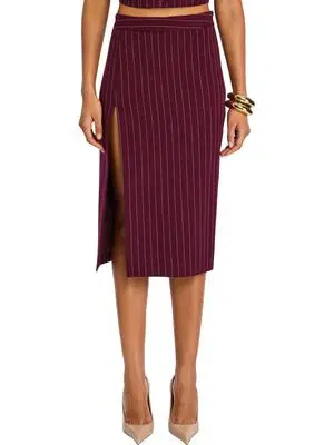 Retrofete Brigette Pinstripe Midi Skirt - Port