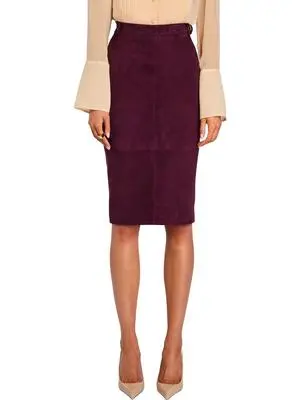 Retrofete Marcella Suede Leather Skirt - Bordeaux