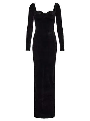 Balenciaga Velvet Gown With Bustier - Black