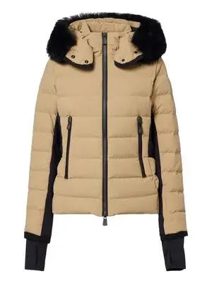 Moncler Shearling-trimmed Hooded Down Ski Jacket - Beige
