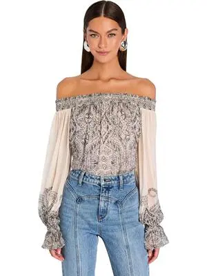 Hemant & Nandita Chavi Off-the-shoulder Top - Eggshell