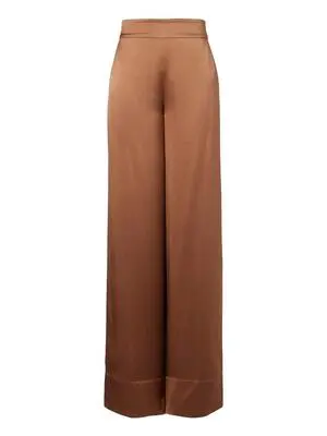 JOSEPH Dijon Wide-leg Silk Satin Pants - Brown