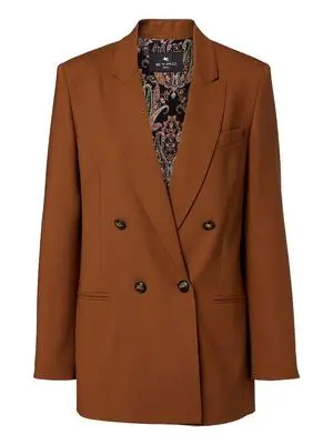 Etro Double-breasted Wool-blend Blazer - Brown