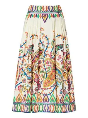 Etro Cotton Voile Jacquard Midi Skirt - White