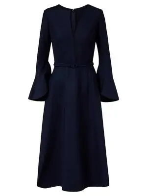 Oscar De La Renta Belted Wool-blend Midi Dress - Blue