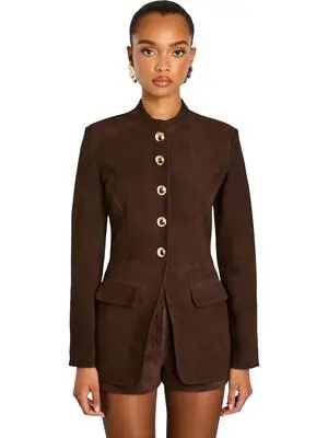 Retrofete Callandra Suede Leather Jacket - Tobacco