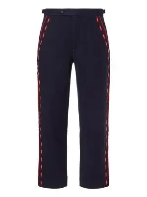 BODE Carroll Embroidered Wool Straight Pants - Blue