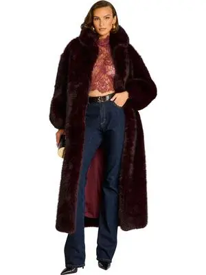 Retrofete Dasha Faux Fur Jacket - Red Brown