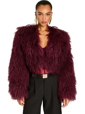 Retrofete Luxe Fur Cropped Jacket - Port