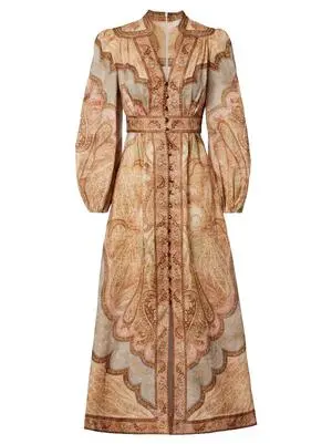 Zimmermann Wanderlust Printed Linen Shirt Dress Multicoloured
