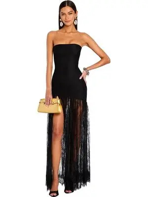 Retrofete Jeanette Lace Strapless Maxi Dress - Black
