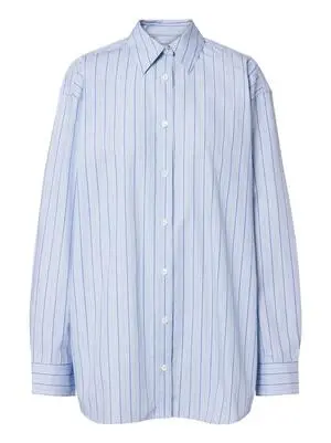 TOTEME Striped Cotton Shirt - Blue