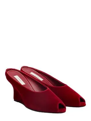 TOTEME Velvet Wedge Mules - Red