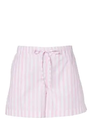 HUNZA G Embroidered Striped Cotton Poplin Shorts