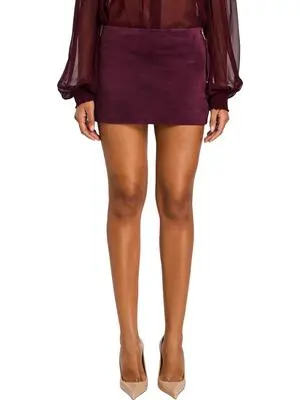 Retrofete Valerie Suede Leather Skirt - Bordeaux