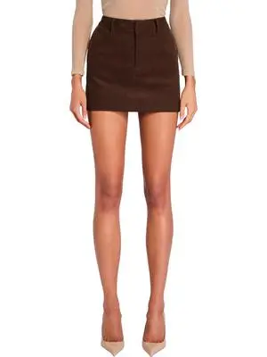 SEROYA Azalea Corduroy Mini Skirt - Slate Brown