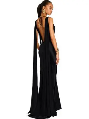 Retrofete Julia Gown With Open Back - Black