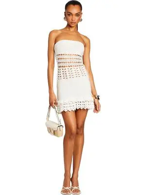 Retrofete Vali Crochet Pearl Embellished Dress - White