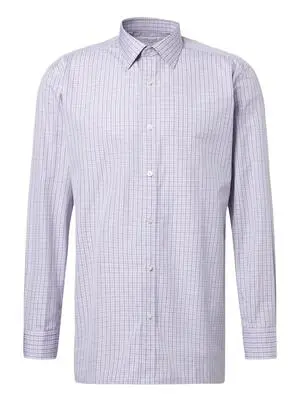 Charvet Checked Cotton Poplin Shirt - Grey