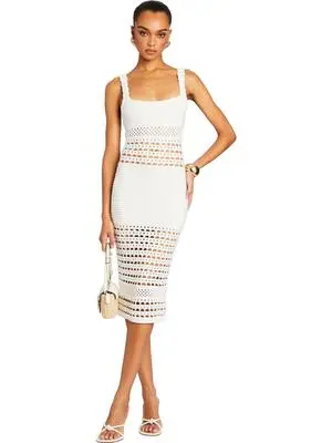 Retrofete Avril Knit Crochet Midi Dress - White