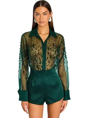Retrofete Aubriella Embellished Shirt - Pine