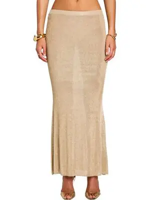 SEROYA Harmony Metallic Knit Skirt - Gold