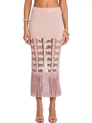 Retrofete Naida Crochet Maxi Skirt - Metallic Peche