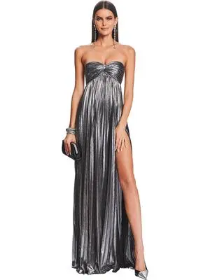 Retrofete Zoa Lamé Gown - Gunmetal