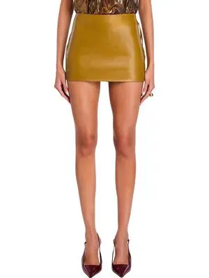 Retrofete Valerie Leather Mini Skirt - Ochre