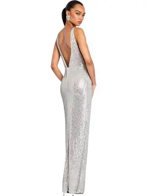 Retrofete Asha Sequin Gown - White/silver