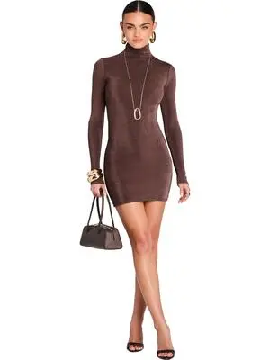 SEROYA Nara Mini Dress - Slate Brown