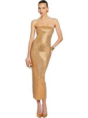 Retrofete Boa Embellished Knit Dress - Iridescent Gold