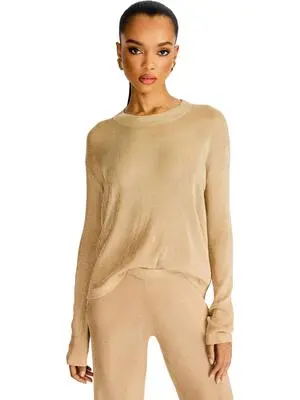 SEROYA Hana Metallic Knit Top - Gold