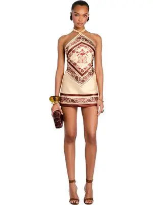 Retrofete Adelaide Silk Mini Dress - Terracotta Bandana