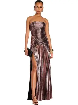 Retrofete Strapless Lamé Gown - Metallic Mauve
