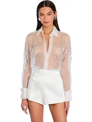 Retrofete Aubriella Embellished Shirt - White