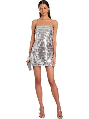 Retrofete Amalie Sequin Mini Dress Silver Cloud