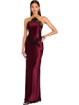 Retrofete Everly Gown With Lace Trim - Port/black