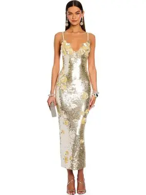 Retrofete Ines Embroidered Sequin Dress - Yuzu